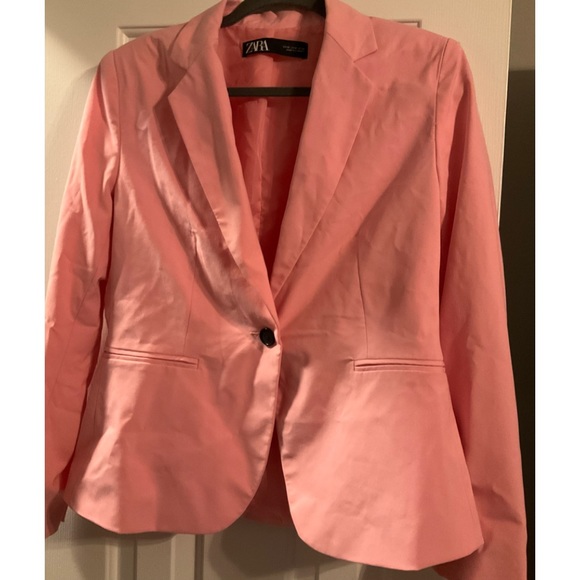 Zara | Jackets & Coats | Zara Double Breasted Blazer Size 8 Pastel Pink ...